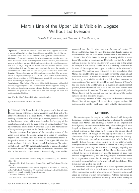 (PDF) Marxʼs Line of the Upper Lid is Visible in Upgaze Without Lid ...
