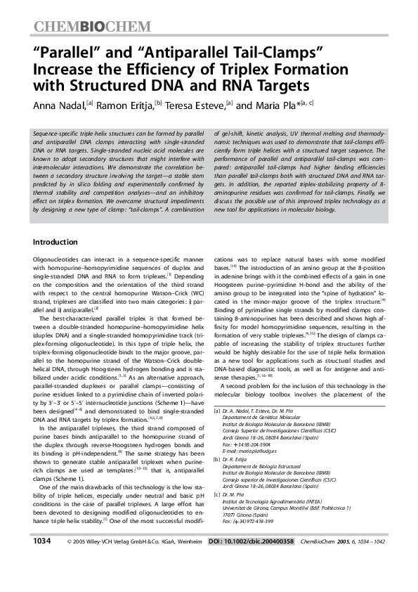 (PDF) “Parallel” and “Antiparallel Tail-Clamps” Increase the Efficiency ...