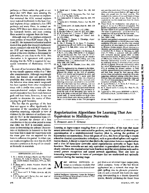 Pdf Regularization Algorithms For Learning That Are Equivalent To