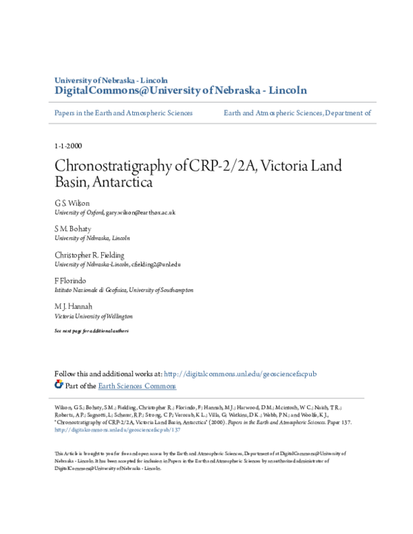 (PDF) Chronostratigraphy of CRP-2/2A, Victoria Land Basin, Antarctica ...