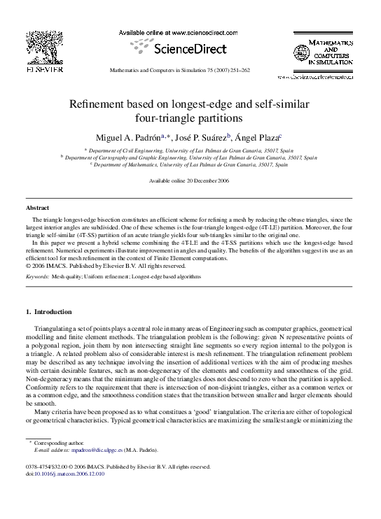 (PDF) Refinement based on longest-edge and self-similar four-triangle partitions