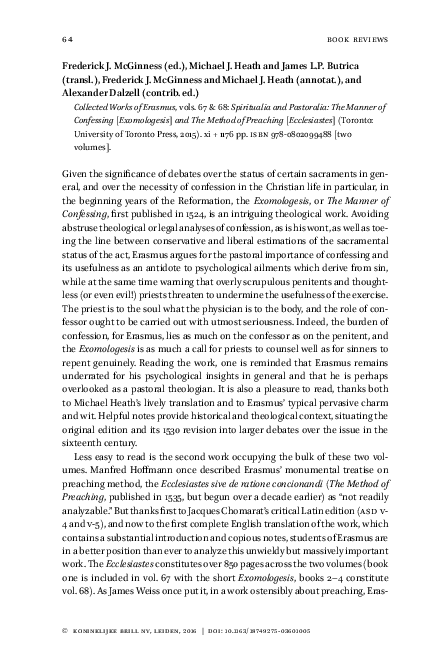 (PDF) Collected Works of Erasmus vol. 67 and 68 (Exomologesis and ...