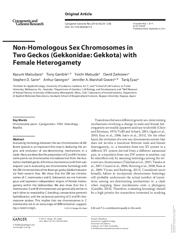 (PDF) Non-Homologous Sex Chromosomes in Two Geckos (Gekkonidae: Gekkota ...