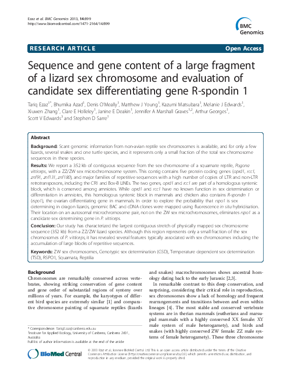 Pdf Sequence And Gene Content Of A Large Fragment Of A Lizard Sex