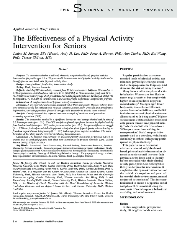 (PDF) The Effectiveness of a Physical Activity Intervention for Seniors