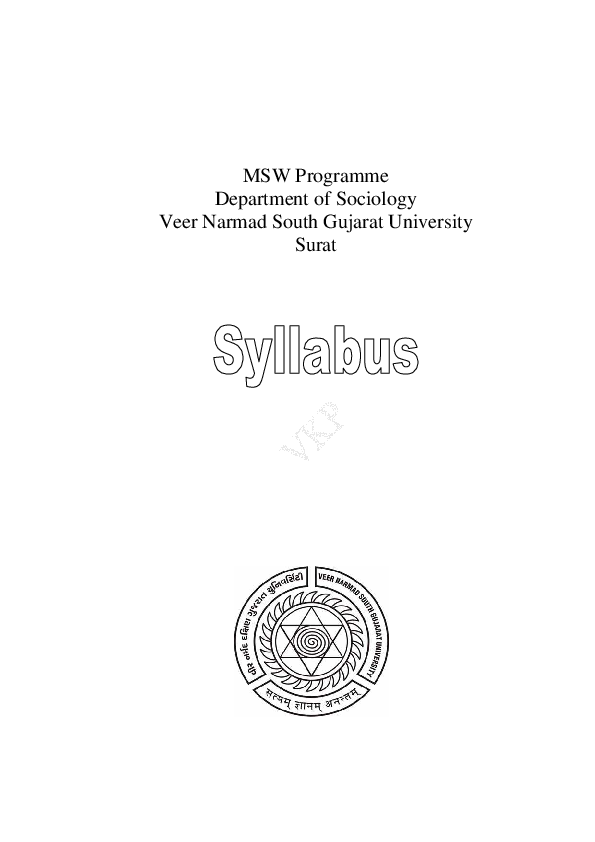 (PDF) MSW Syllabus Department of Sociology Veer Narmad South Gujarat ...