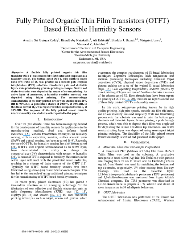 (PDF) Fully printed organic thin film transistors (OTFT) based flexible ...