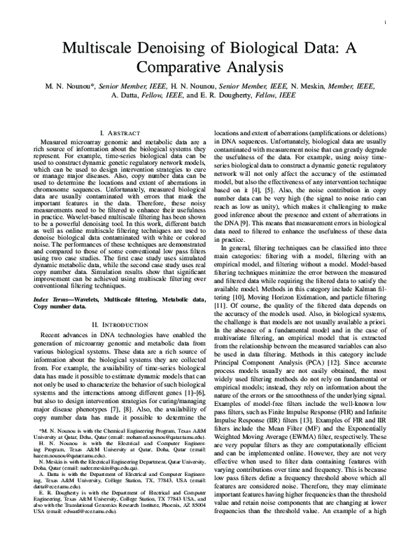 (PDF) Multiscale Denoising of Biological Data: A Comparative Analysis