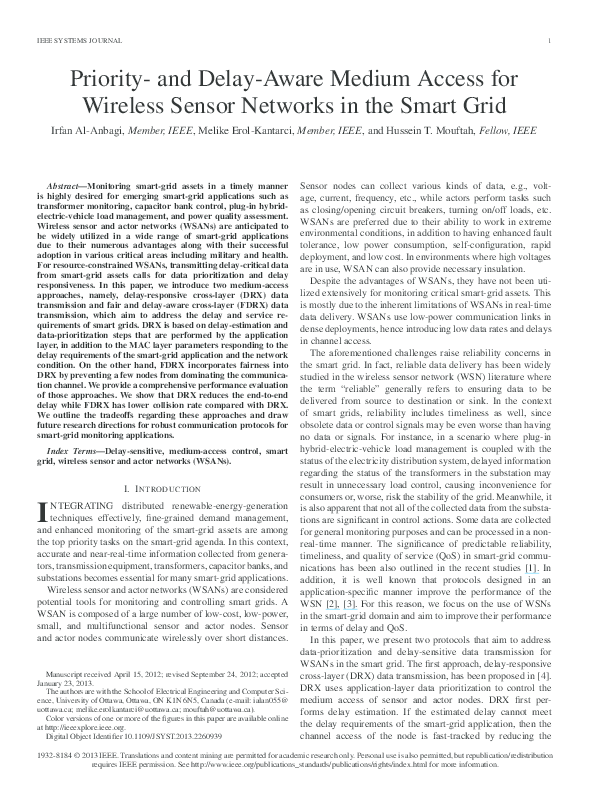 (PDF) Control-Aware Wireless Sensor Network Platform for the Smart Electric Grid | Dzisi Gadze ...