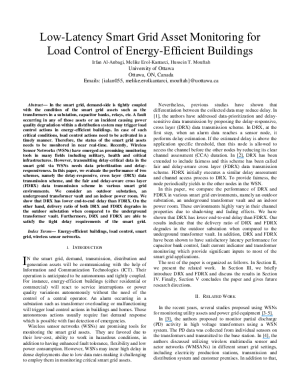(PDF) Low-latency smart grid asset monitoring for load control of energy-efficient buildings