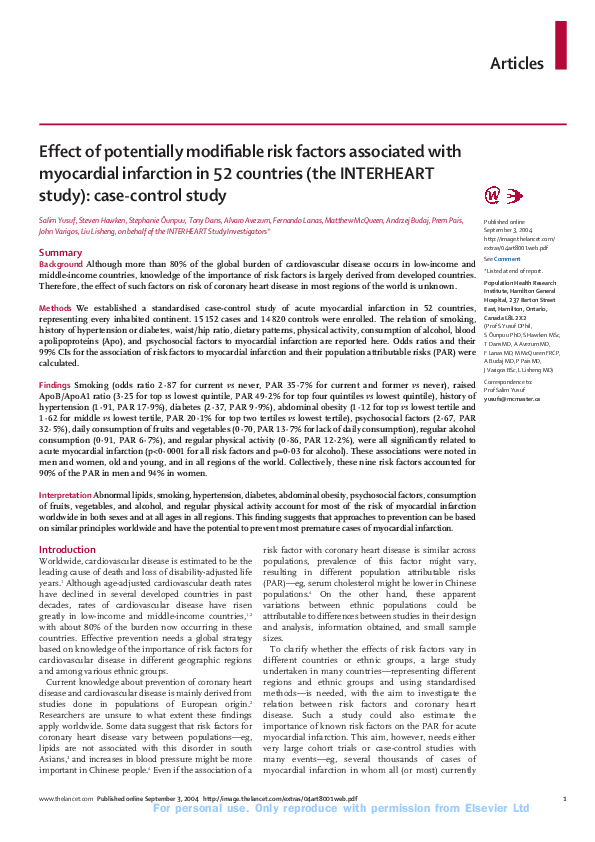 (PDF) EFFECT OF POTENTIALLY MODIFIABLE RISK FACTORS ASSOCIATED WITH ...