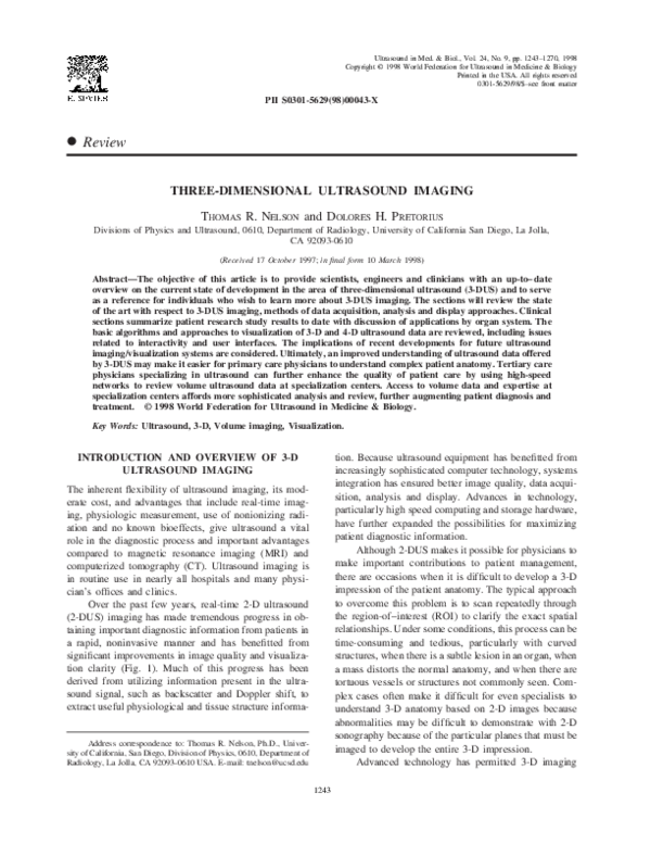 (PDF) Three-dimensional ultrasound imaging