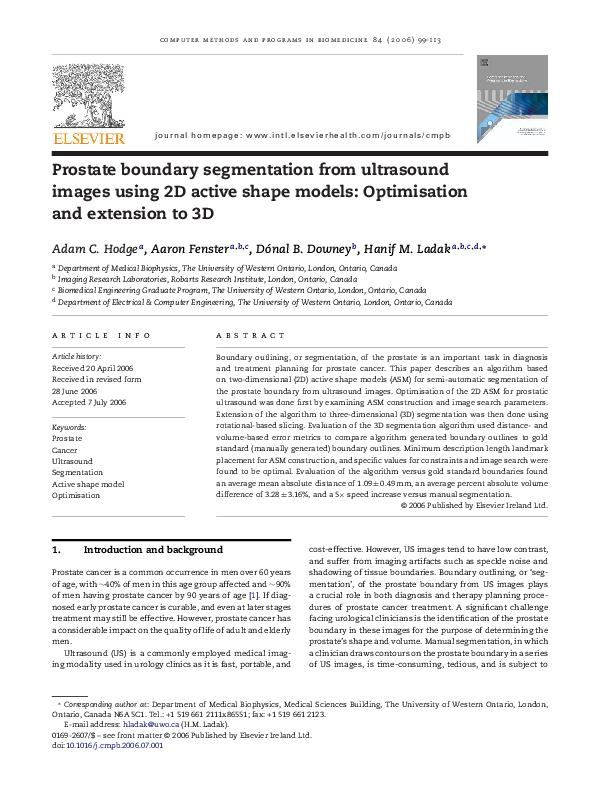 (PDF) Prostate boundary segmentation from ultrasound images using 2D active shape models ...