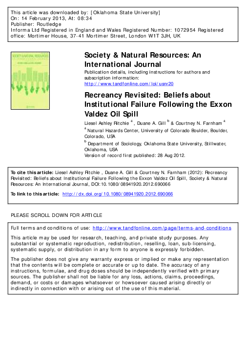 (PDF) Recreancy Revisited: Beliefs about Institutional Failure ...