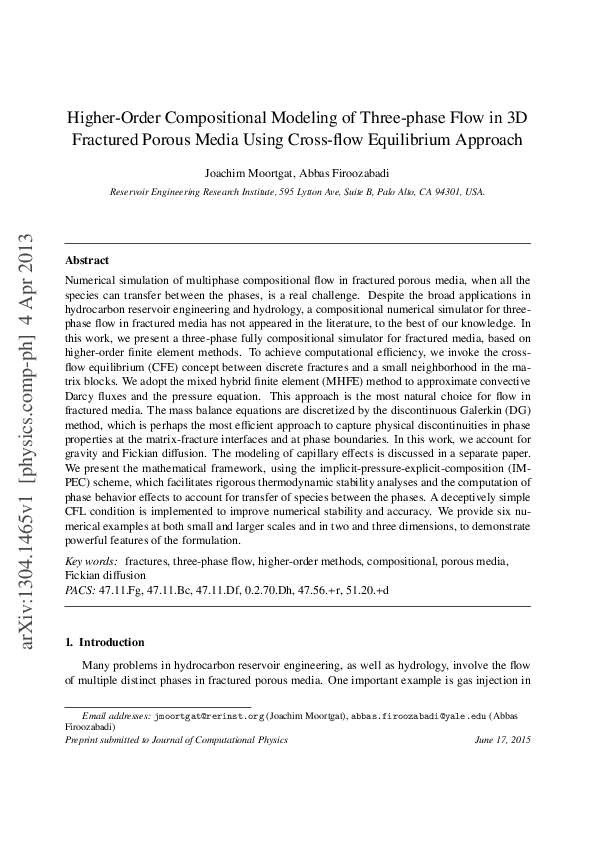 Pdf Higher Order Compositional Modeling Of Three Phase Flow In 3d