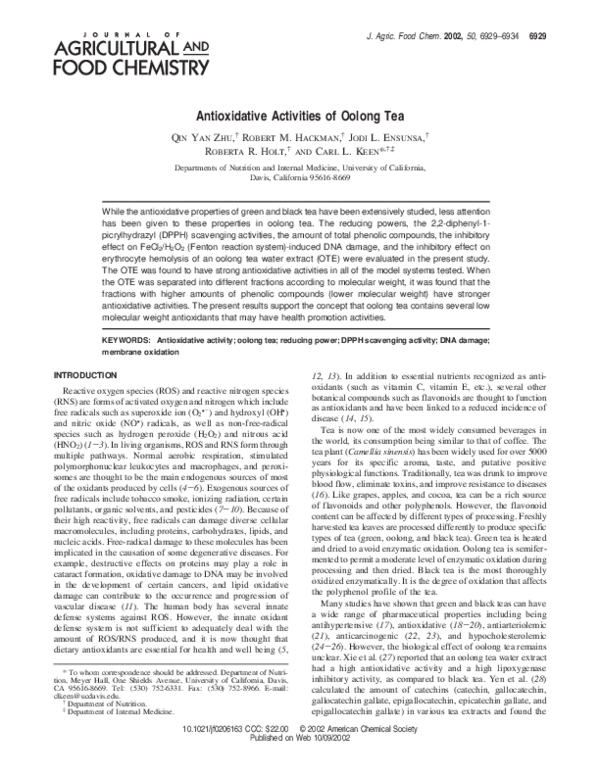 (PDF) Antioxidative Activities of Oolong Tea