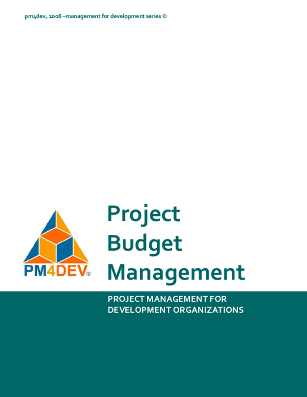 (PDF) Project Budget Management PROJECT MANAGEMENT FOR DEVELOPMENT ...
