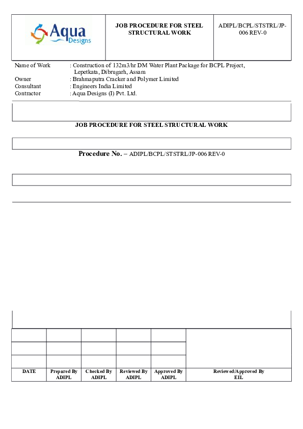 (DOC) JOB PROCEDURE FOR STEEL STRUCTURAL WORK