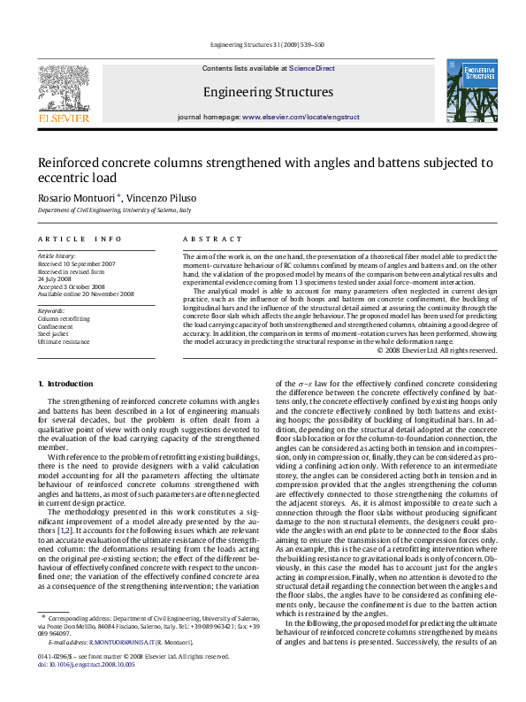 (PDF) Reinforced concrete columns strengthened with angles and battens ...