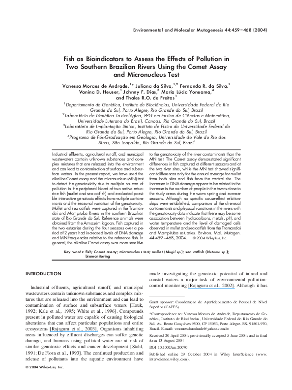 (PDF) Fish as bioindicators to assess the effects of pollution in two ...