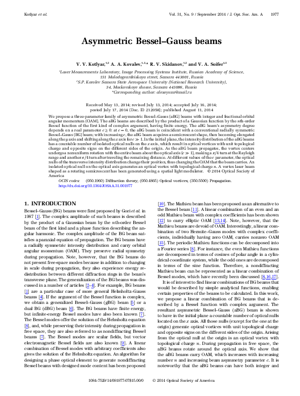 (PDF) Asymmetric Bessel-Gauss beams