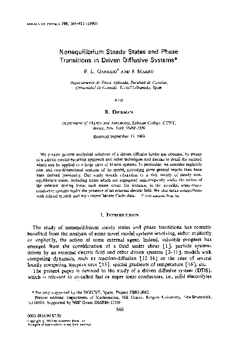 Pdf Steady States And Phase Transitions In Driven Diffusive Systems