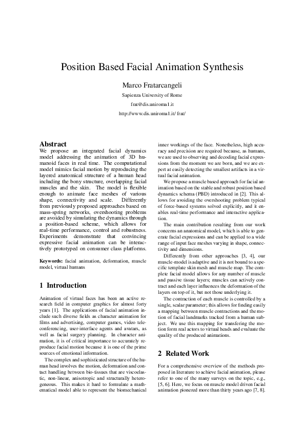 Pdf Position Based Facial Animation Synthesis