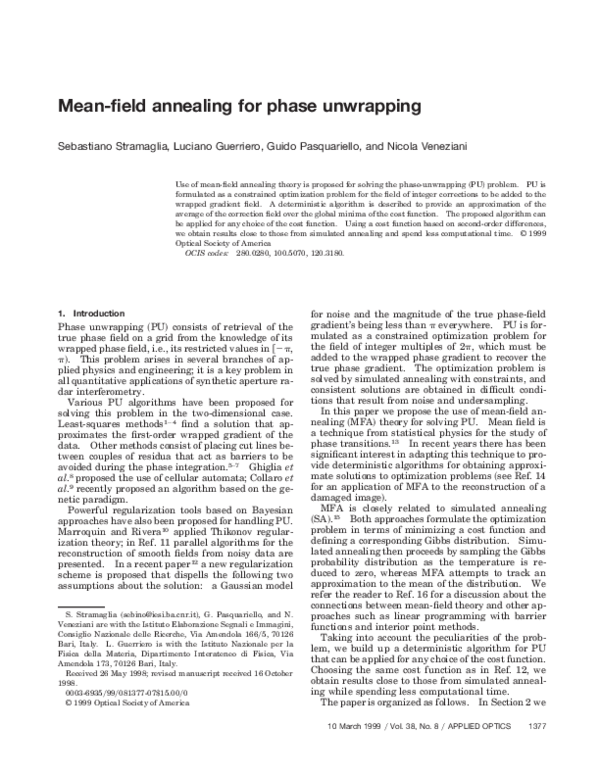 (PDF) Mean-Field Annealing for Phase Unwrapping