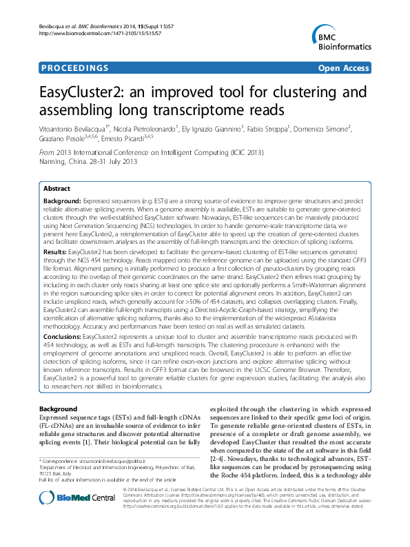 Pdf Easycluster2 An Improved Tool For Clustering And Assembling Long Transcriptome Reads