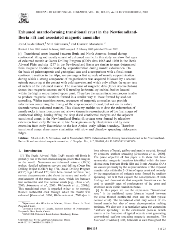 (PDF) Exhumed mantle-forming transitional crust in the Newfoundland ...