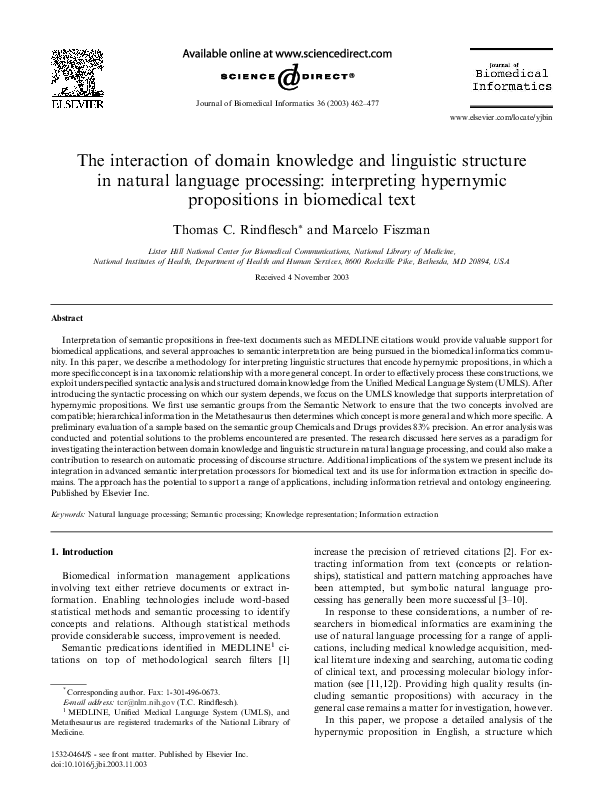 (PDF) The interaction of domain knowledge and linguistic structure in natural language ...