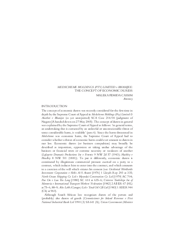 (PDF) Medscheme Holdings (Pty) Limited and Another v Yusuf Bhamjee: The ...