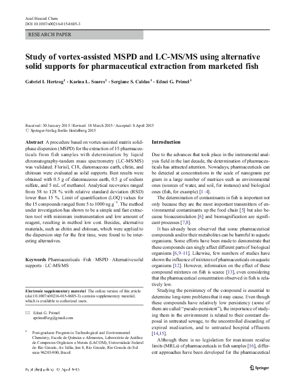 (PDF) Study of vortex-assisted MSPD and LC-MS/MS using alternative solid supports for ...