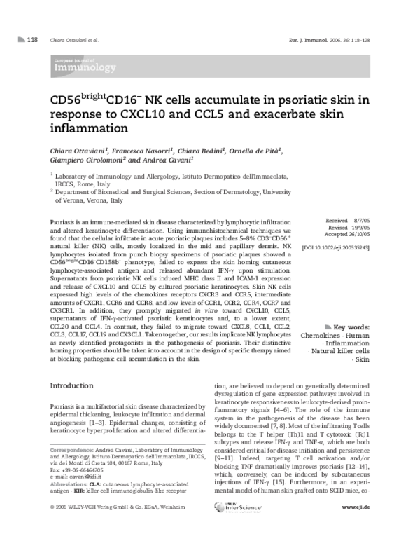 (PDF) CD56brightCD16- NK cells accumulate in psoriatic skin in response ...