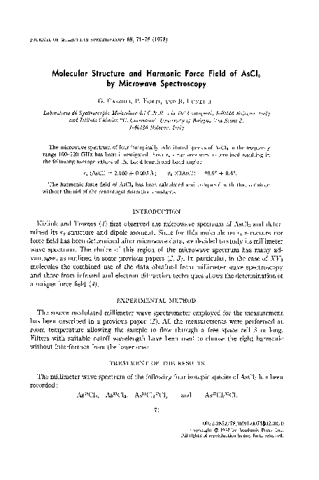 (PDF) Molecular structure and harmonic force field of AsCl3 by ...