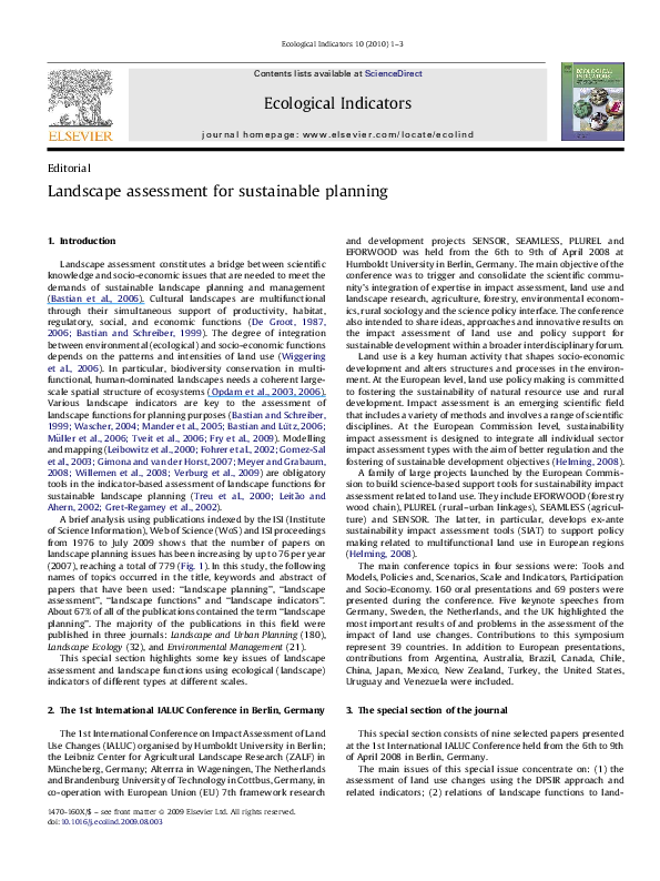 (PDF) Landscape assessment for sustainable planning