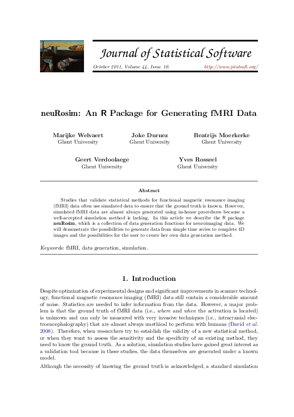 (PDF) neuRosim : An R Package for Generating fMRI Data