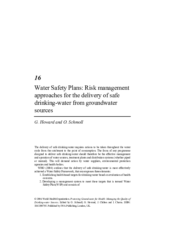 (PDF) Water Safety Plans: Risk management approaches for the delivery ...