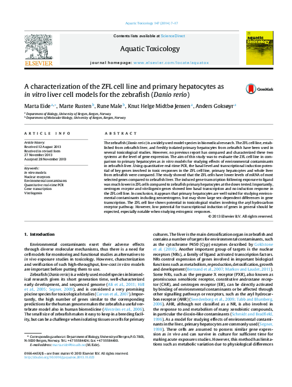 (PDF) A characterization of the ZFL cell line and primary hepatocytes ...