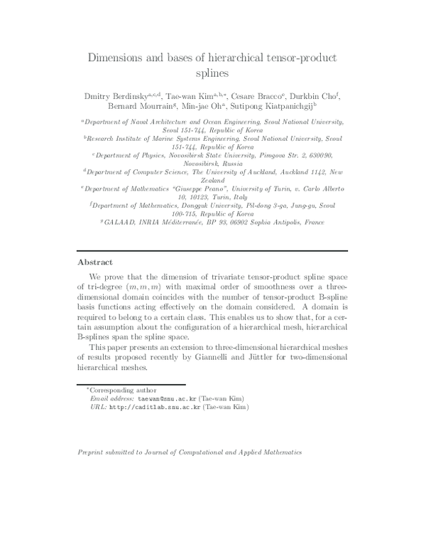 (PDF) Dimensions and bases of hierarchical tensor-product splines