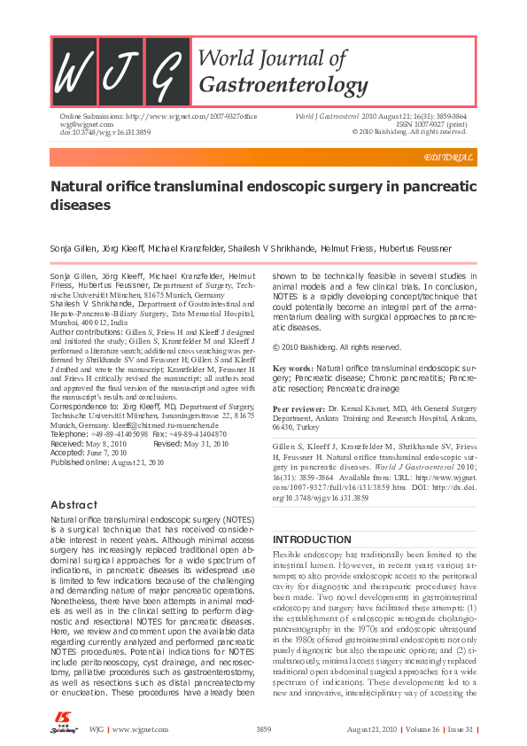 (PDF) Natural orifice transluminal endoscopic surgery (NOTES): Where ...