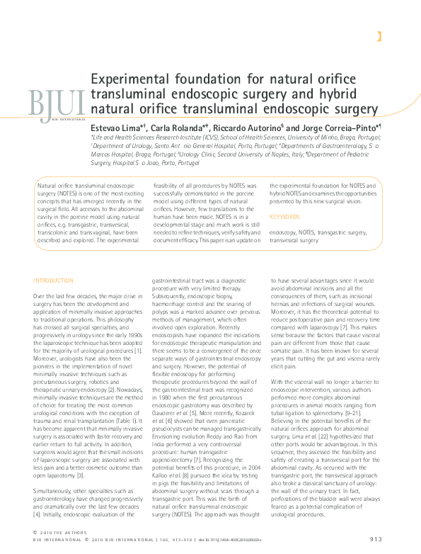 (PDF) Natural orifice transluminal endoscopic surgery: New minimally ...