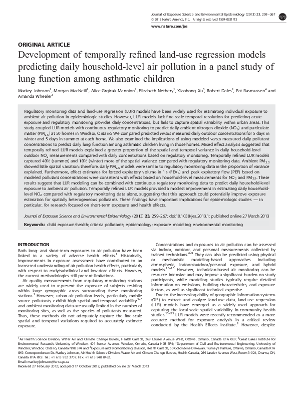 (PDF) Development of temporally refined land-use regression models ...