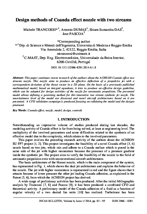 (PDF) Design methods of Coanda effect nozzle with two streams