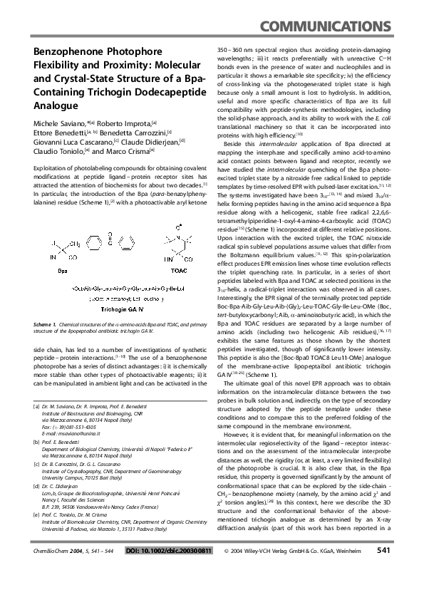 (PDF) Benzophenone Photophore Flexibility and Proximity: Molecular and ...