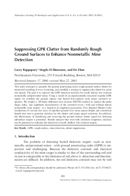 (PDF) Suppressing GPR Clutter from Randomly Rough Ground Surfaces to ...