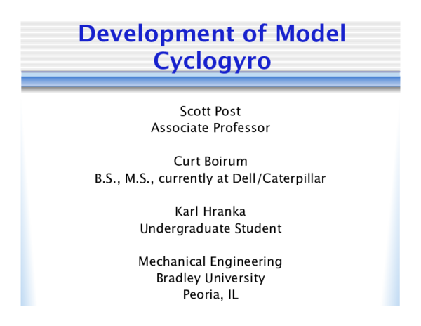(PDF) Development of Model Cyclogyro