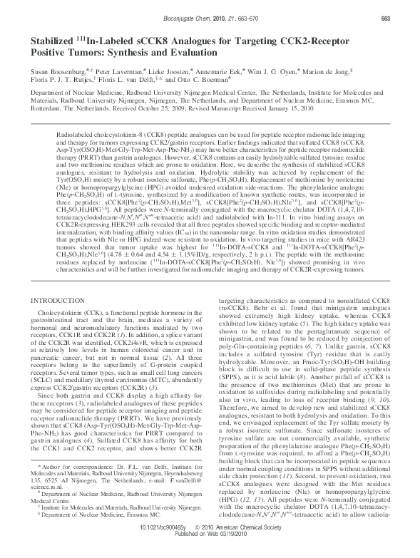 (PDF) Stabilized 111 In-Labeled sCCK8 Analogues for Targeting CCK2 ...