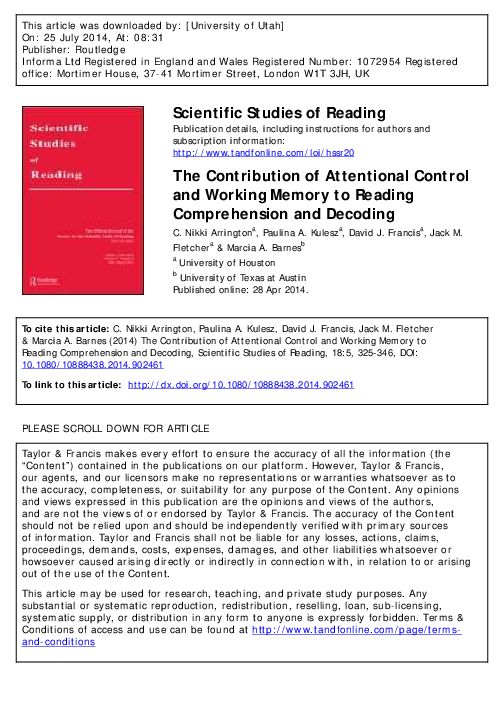 Pdf The Contribution Of Attentional Control And Working Memory To