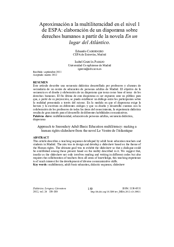 (PDF) Aproximación a la multiliteracidad en el nivel 1 de ESPA ...